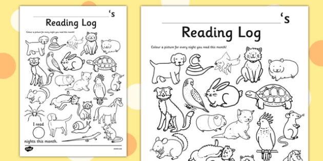 Pets Themed Colour in Reading Log - monitor, diary, record, home learning