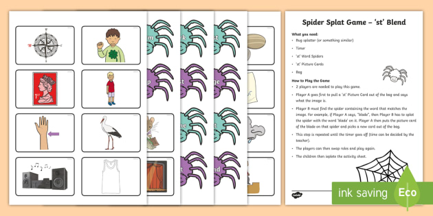 Spider Splat 'st' Blend Game (Teacher-Made)