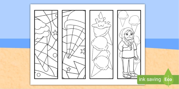 FREE! - Ice Cream Bookmark Colouring Activity | Resources | Twinkl