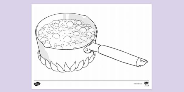 FREE! - Big Flame Boiling Saucepan Colouring Sheet