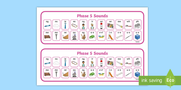 Phase 5 Phonics Table Strips Teacher Made