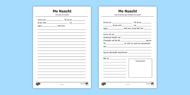 My News Writing Worksheet Gaeilge