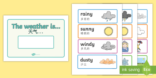 Weather Display Sign English/Mandarin Chinese - Weather Display