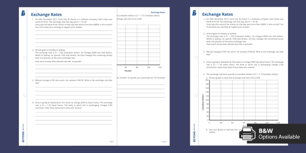 Exchange Rates Worksheet (teacher made)