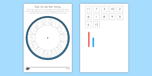 Traceable Clock Cut-Out Cut and Stick Activity