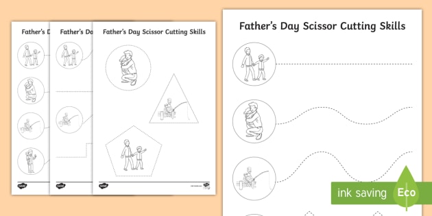 Father's Day Differentiated Cutting Skills Worksheet / Worksheet
