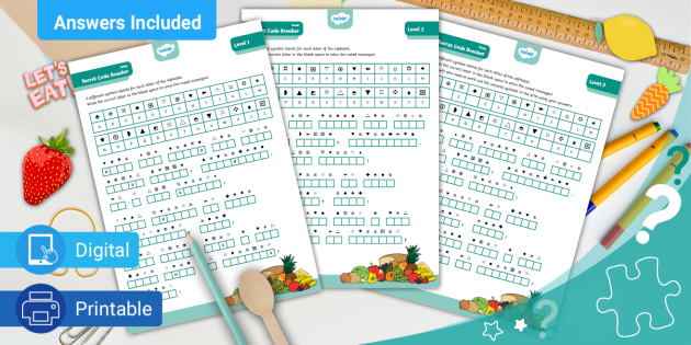 Food Secret Code Breaker - AL - Twinkl - Kids Puzzles