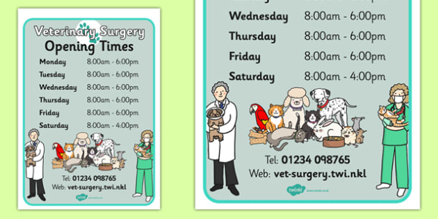 Vets Surgery Opening Times - Vet Surgery, pets, pet, role play