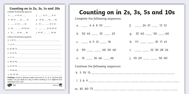 Skip Counting By 2s 5s And 10s Worksheets Skip Counting By 2s
