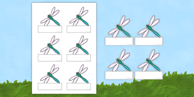 Dragonfly-Themed Editable Self-Registration Labels