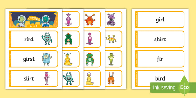Level 5 Set 2 Real and Alien Words Flashcards