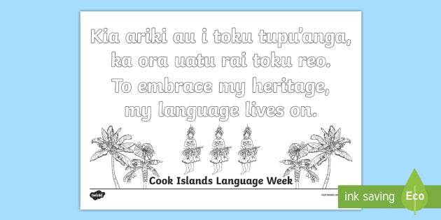 Cook Islands Language Week Colouring Pages Te Reo Māori/English