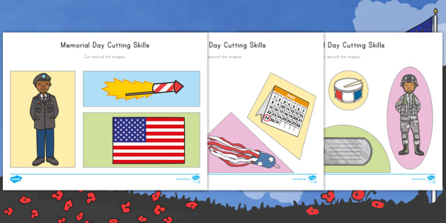 Memorial Day Cutting Practice Activity | Twinkl USA
