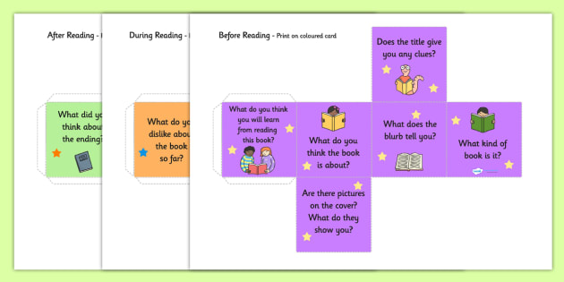 Reading Book Questions with Images Prompt Dice Net