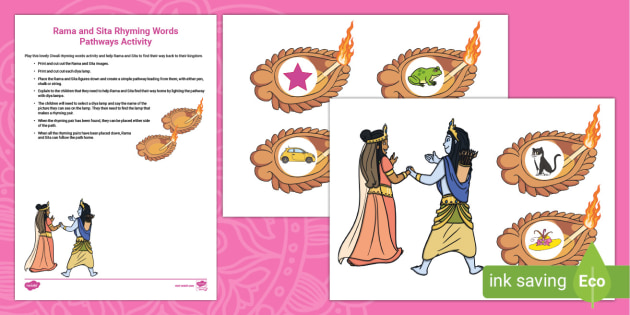 Rama and Sita's Rhyming Words Pathways Activity