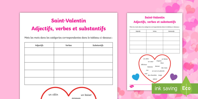 Fiche d'activités : Adjectifs, verbes et substantifs