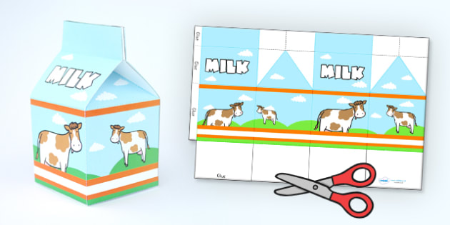 Milk Carton Net Template - carton, net, shape net, net template