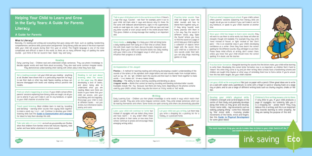 Supporting Your Child's Learning in Reception - Literacy Parent and Carer