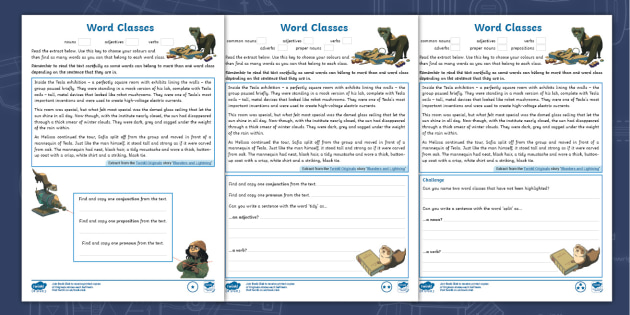 Blunders and Lightning Recognising Word Classes KS2 Activity