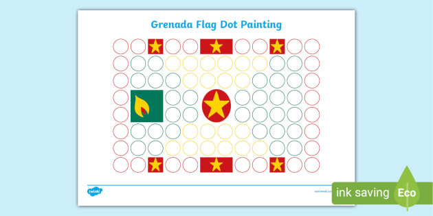 FREE! - Grenada Flag Dot Painting Worksheet (teacher made)