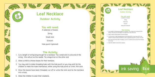 Leaf Necklace Outdoor Activity (teacher made)
