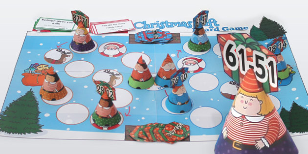 Subtraction from 100 Christmas Board Game