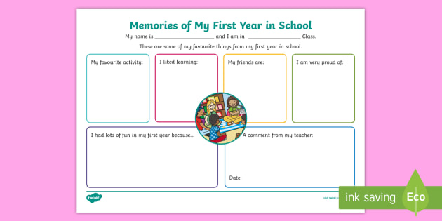 Memories of My First Year in School Worksheet (teacher made)