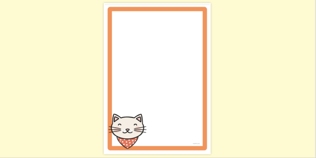 FREE! - Simple Blank Cute Cat Page Border | Page Borders | Twinkl