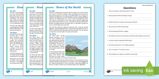 FREE! - Rivers of the World Reading Comprehension Activity