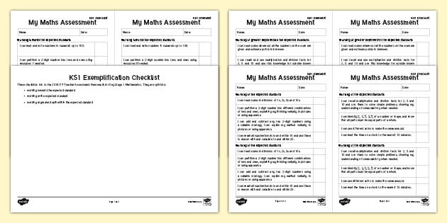 KS1 Maths Exemplification - I Can Statements Checklist