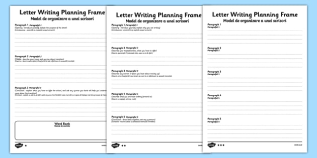 Transition Letter Writing Differentiated Planning Frame Romanian ...