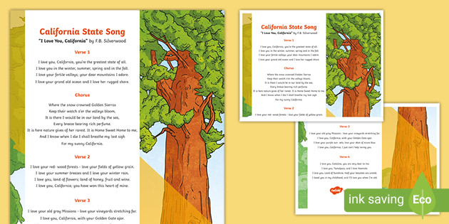 California State Song Poster (teacher made)