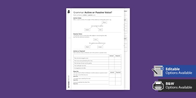 Active or Passive Voice? Worksheet | Beyond (teacher made)