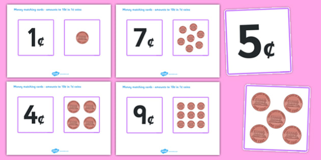 Money Matching Cards 1 to 10 US (teacher made)