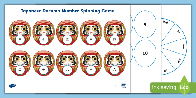 Japanese Daruma Numbers Spinning Game (teacher made)