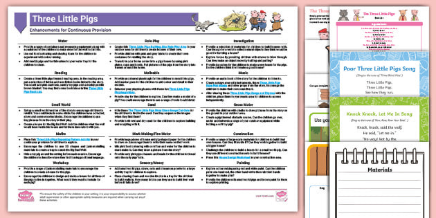 EYFS 3 Little Pigs Continuous Provision Planning & Resources