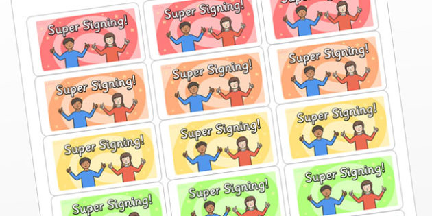 👉 Super Signing Multicolored Stickers (Teacher-Made)