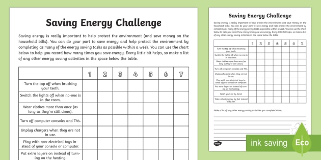 Energy Saving Challenge Activity (teacher made)