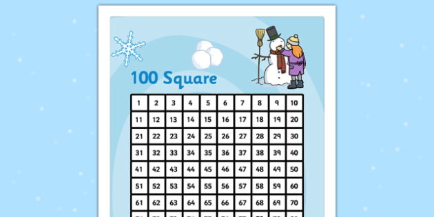 Winter Themed 100 Number Square (teacher made)