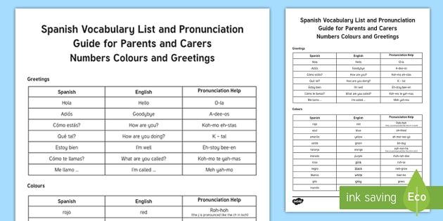 Summer Fun Pronunciation Guide to Spanish Greetings, Numbers and