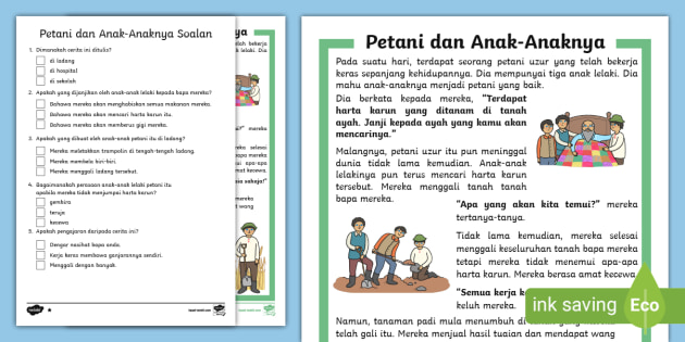 Aktiviti Pemahaman Petani dan Anak-Anaknya (teacher made)