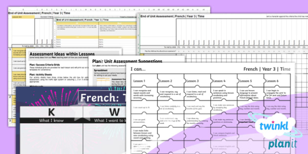 French: Time Year 3 Assessment Pack