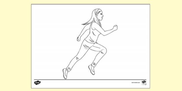Person Running Colouring Sheet | Colouring Sheets