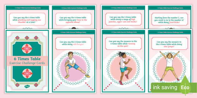 6 Times Table Exercise Challenge Cards