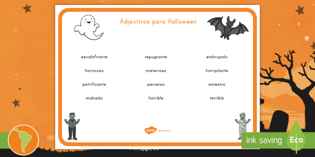 Hojas De Trabajo De Adjetivos De Halloween Ideas Sobre Halloween
