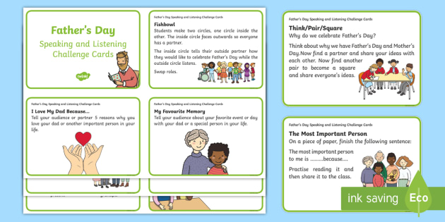 F-2 Father's Day Speaking and Listening Challenge Cards