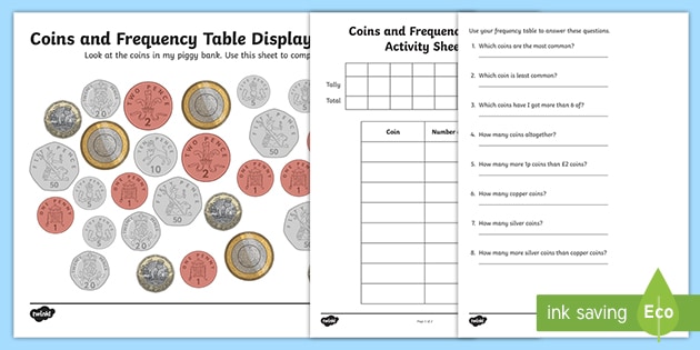 Coins in Piggy Bank Worksheets (teacher made)