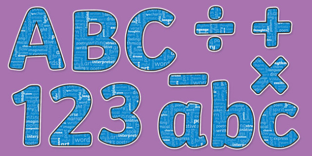 Poetry Themed Display Letters and Numbers Pack