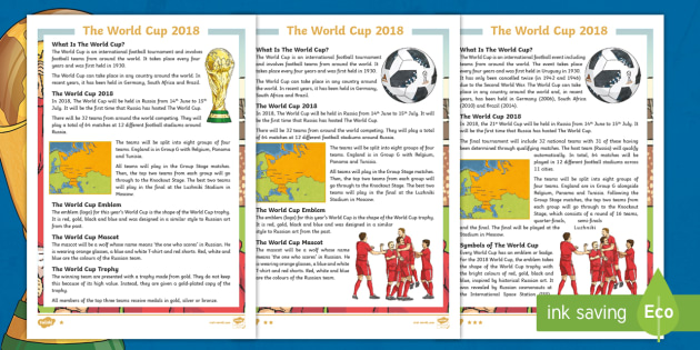 3-4 The World Cup 2018 Differentiated Fact File