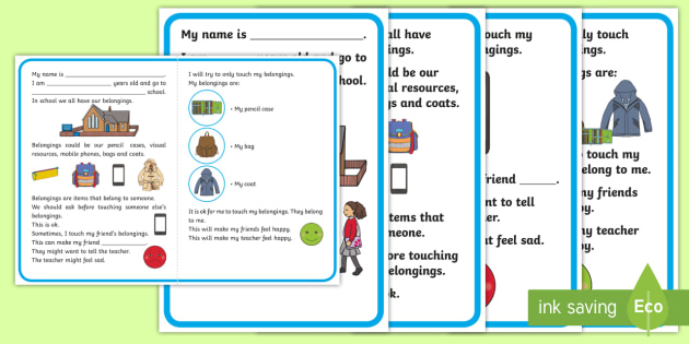 Touching My Own Belongings Social Situation (Teacher-Made)